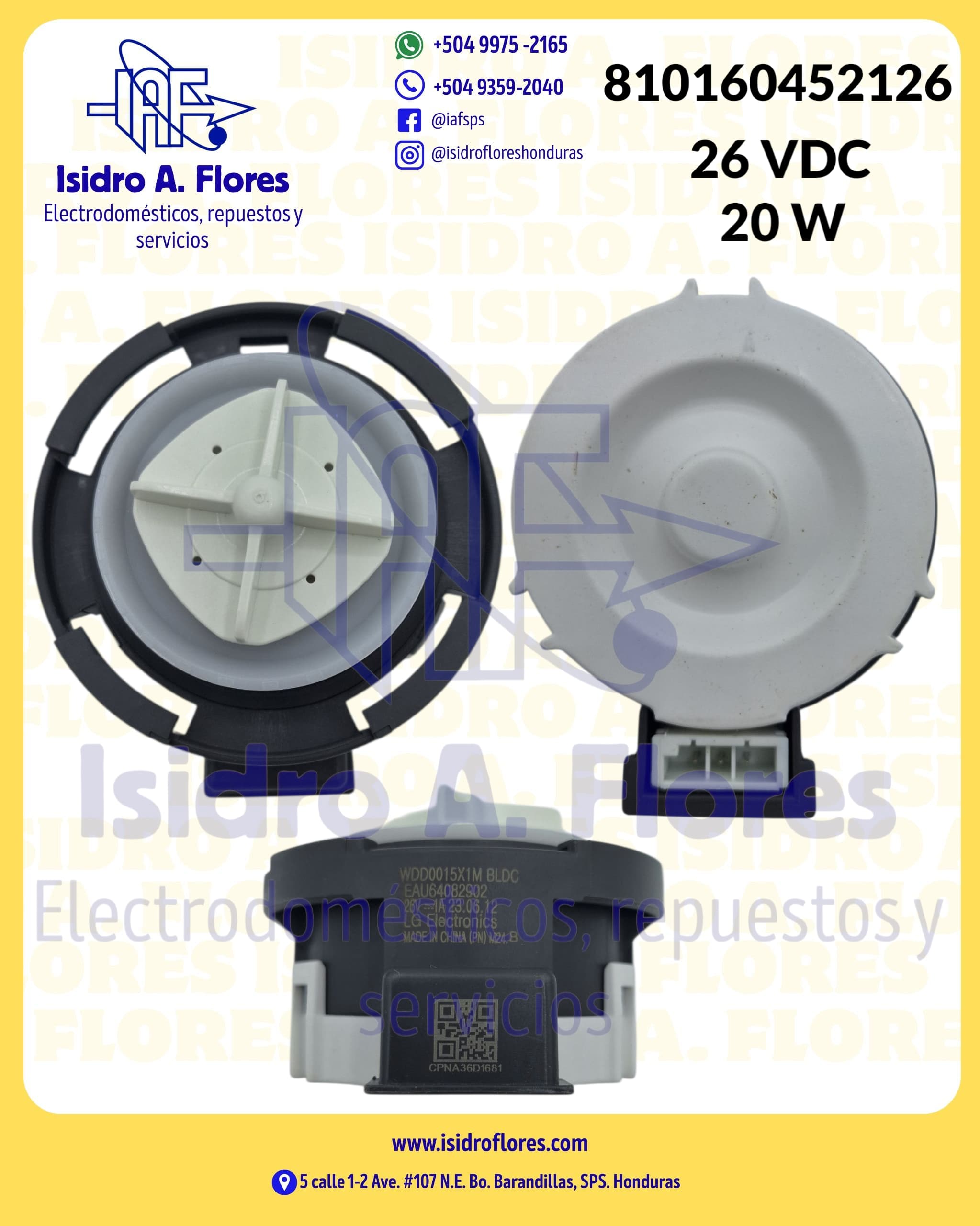 Bomba de agua de lavadora tipo original 26V, 20W 1A sirve LG inverter | Isidro A. Flores