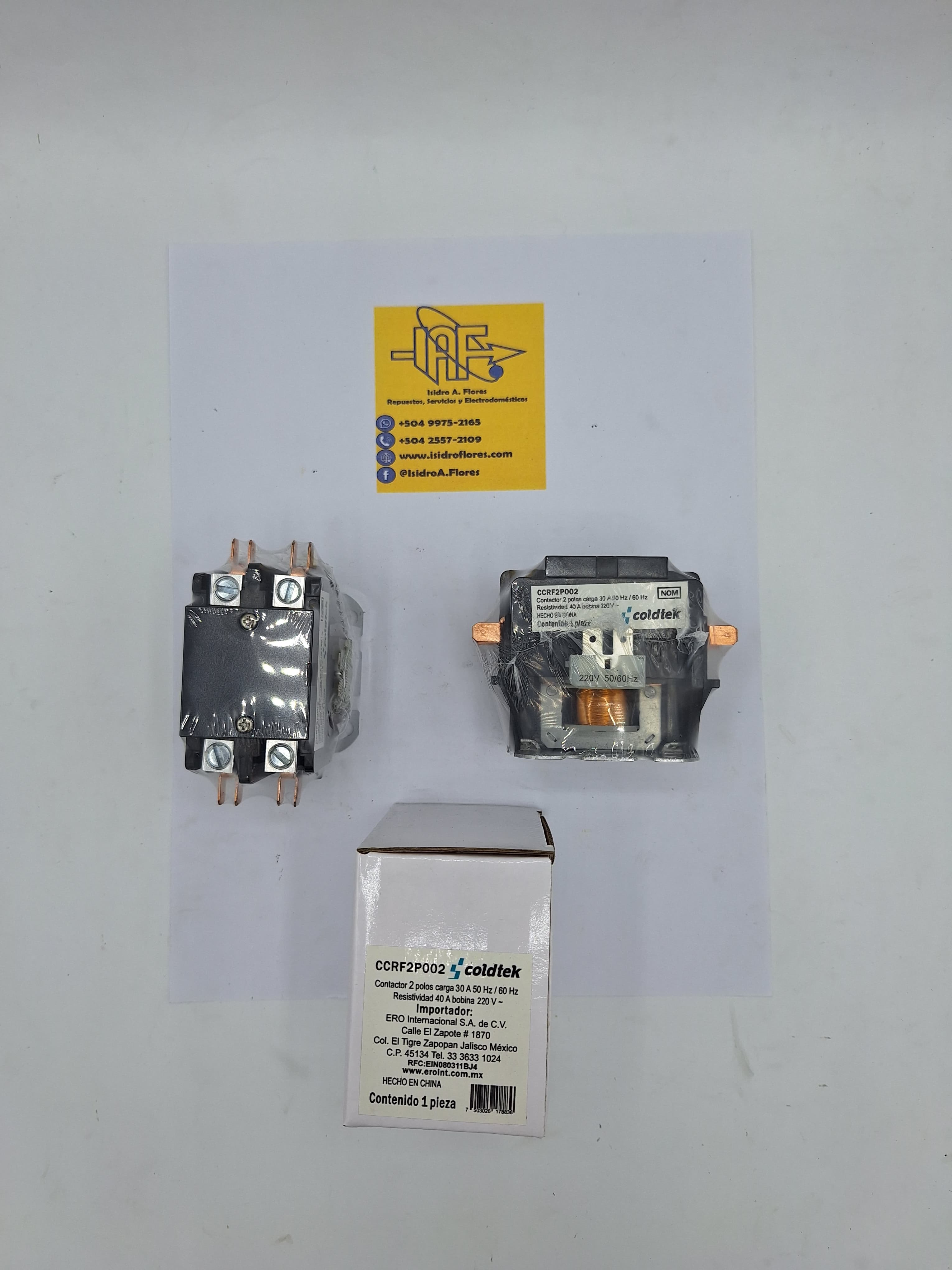 Contactor, 2 polos, 30 Amps, Resist 40 Amps, bobina 220 V AC | Isidro A ...