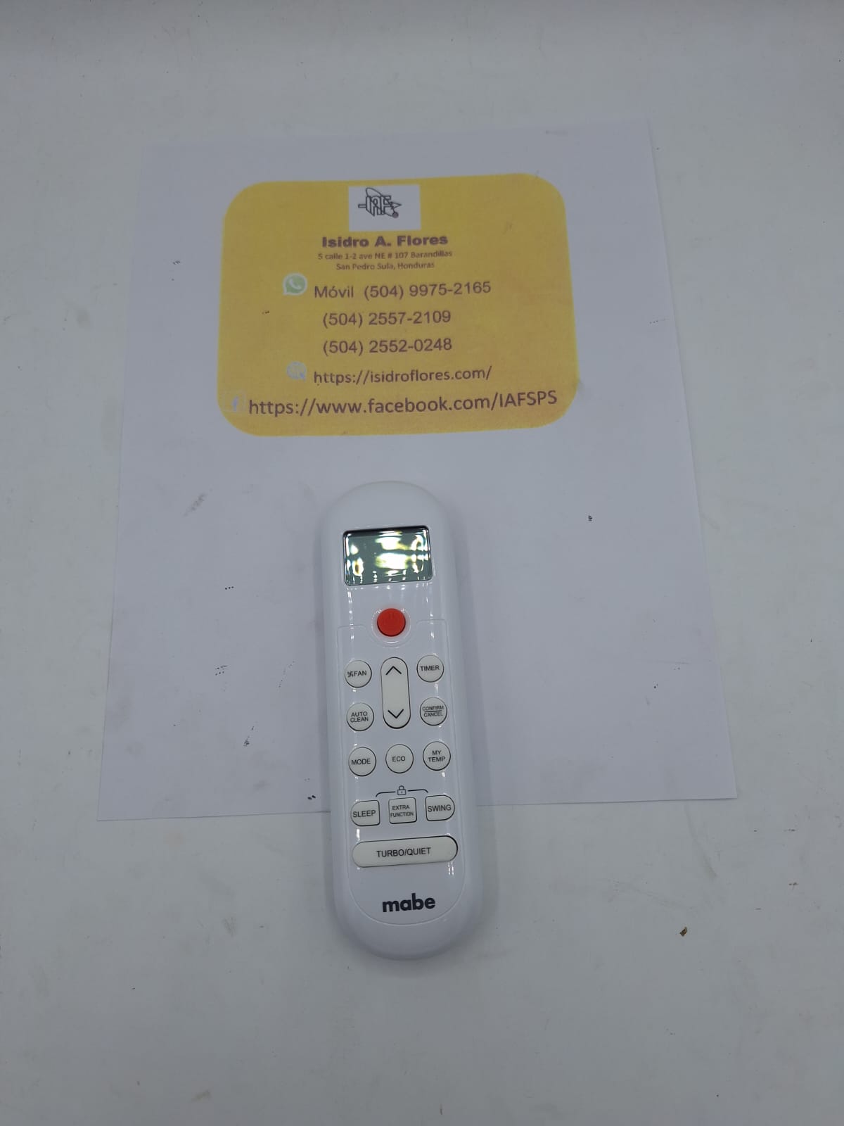 Control remoto original Mabe de minisplit 12 Btu y 9btu | Isidro A. Flores