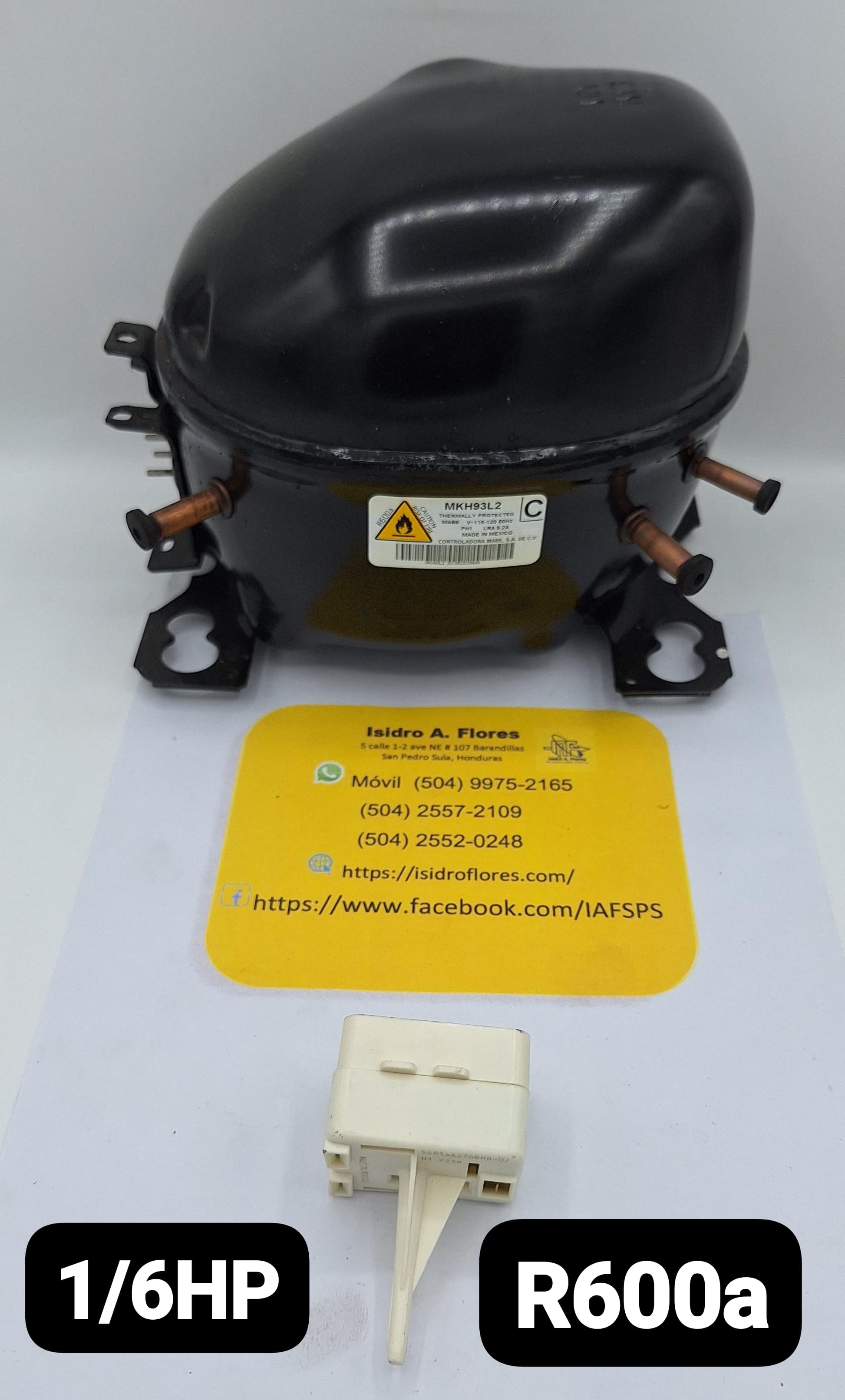 Compresor opriginal GE 115V R600 1/6 HP con arrancador | Isidro A. Flores